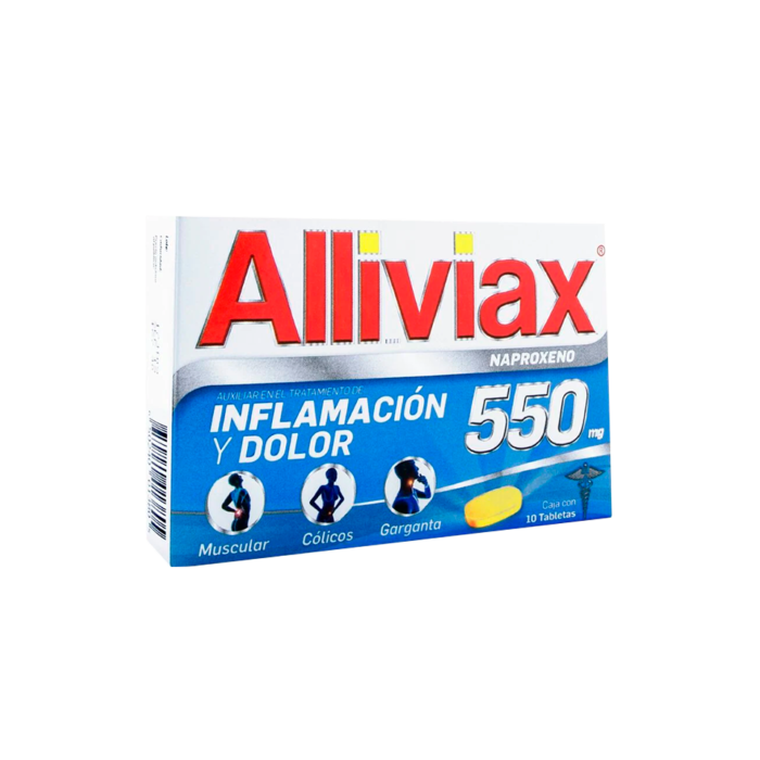 Alliviax 550mg 10 tabletas - Farmacias PuntoMX Queretaro
